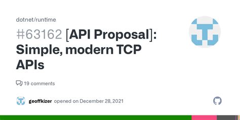[api proposal] simple modern tcp apis · issue 63162 · dotnet runtime