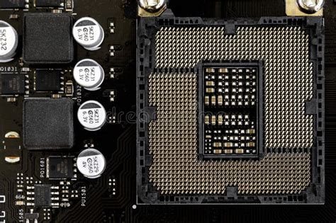 Cpu Socket Closeup View Central Computer Processor Macro Top View Stock Image Image Of Brain