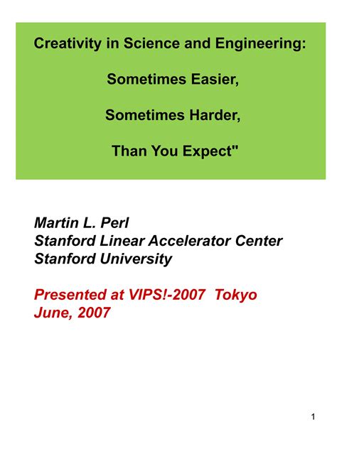 Creativity In Science And Engineering By Martin Perl Pdf