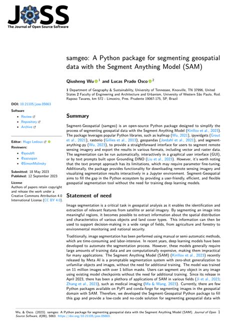 Pdf Samgeo A Python Package For Segmenting Geospatial Data With The Segment Anything Model Sam
