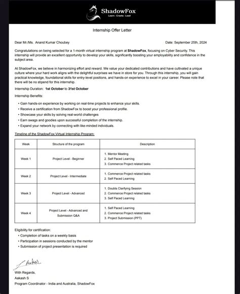 Anand Kumar Choubey On Linkedin Cybersecurity Internship Ethicalhacking Shadowfox Futureready…