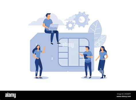 Mobile Sim Card Microcircuit Mobile Phone Communication Scheme Flat Vector Illustration Stock