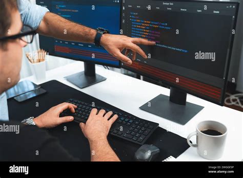 It Developers Creating Online Software Development Information On Screen Laptop With Coding