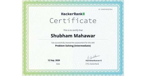 Shubham Mahawar On Linkedin Improveyourskills Hackerrank