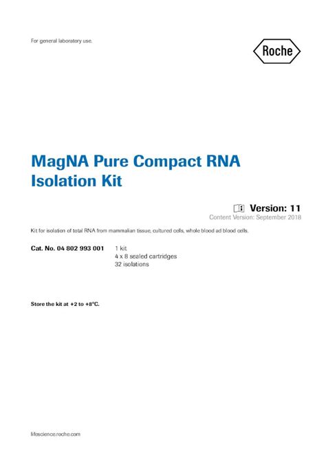 Pdf Magna Pure Compact Rna Isolation Kitfor Isolation Of Viral Rna From Mammalian Serum Or