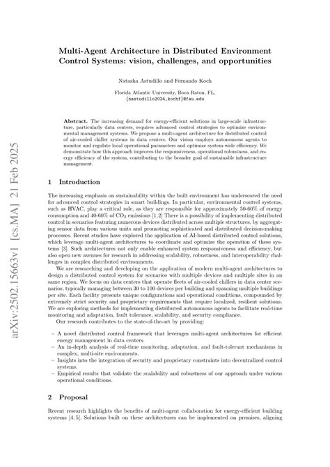 Pdf Multi Agent Architecture In Distributed Environment Control