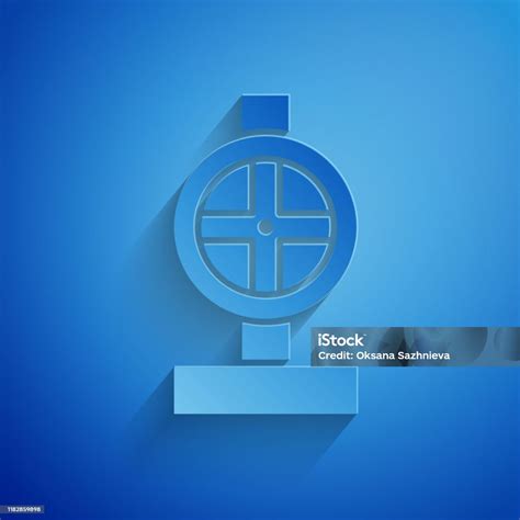 종이 절단 산업 금속 파이프 및 파란색 배경에 격리 밸브 아이콘 종이 아트 스타일입니다 벡터 일러스트레이션 0명에 대한 스톡 벡터 아트 및 기타 이미지 Istock