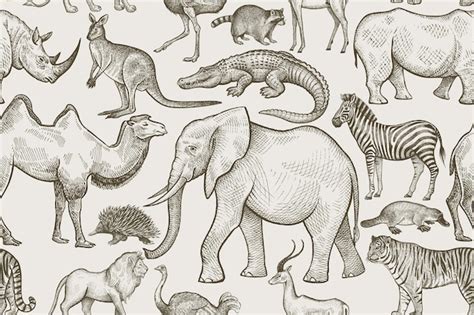 Premium Vector Seamless Pattern With Animals Premium Vector Seamless Pattern With Animals