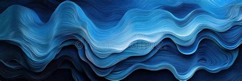 Dynamic Abstract Design Featuring Layered Water Waves In Deep Blue Hues With Smooth Gradients
