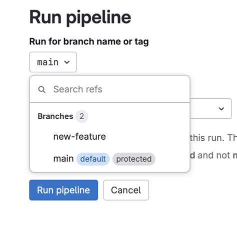 Gitlab Build Pipeline From Manual Input Feature Branch Stack Overflow