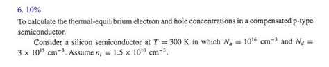 Solved 6 10 To Calculate The Thermal Equilibrium Electron