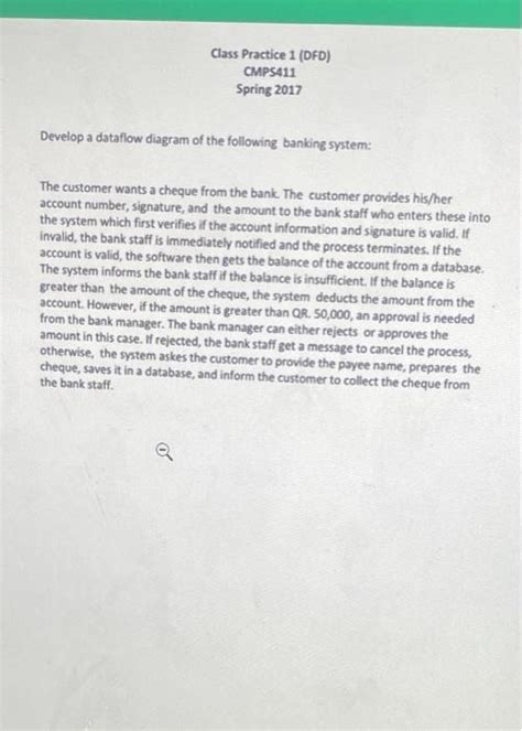 solved develop a dataflow diagram of the following banking