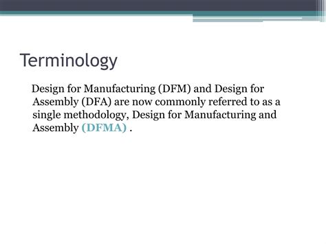 Dfma Design For Manufacturing And Assembly Pptx