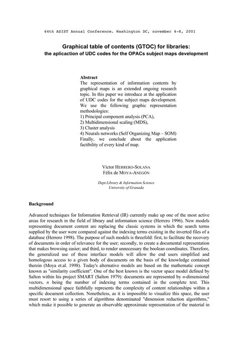 Pdf Graphical Table Of Contents Gtoc For Libraries The Applicaction Of Udc Codes For The