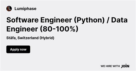 Lumiphase Stäfa Software Engineer Python Data Engineer 80 100