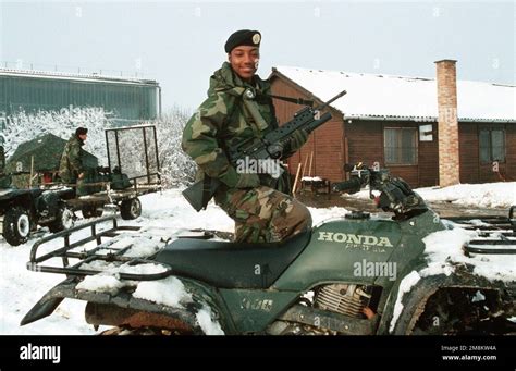Us Air Force Airman First Class Essence Carter Security Police Elite Guard Poses With An M16