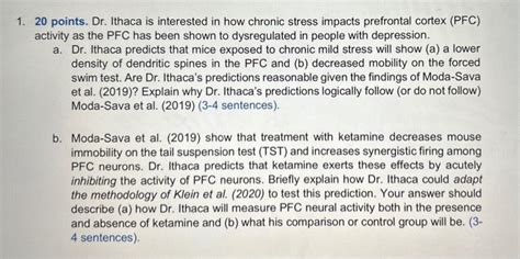 solved 1 20 points dr ithaca is interested in how chronic