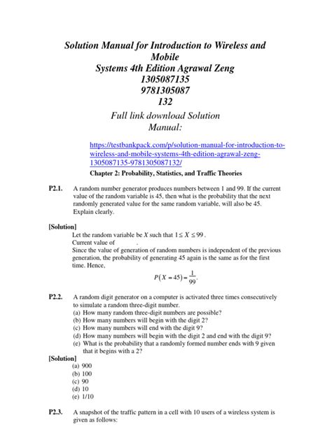 Solution Manual For Introduction To Wireless And Mobile Systems 4th