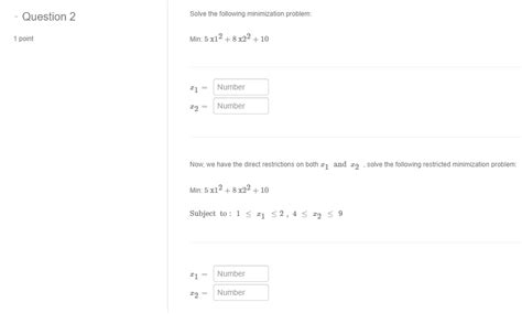 solved solve the following minimization problem question 1