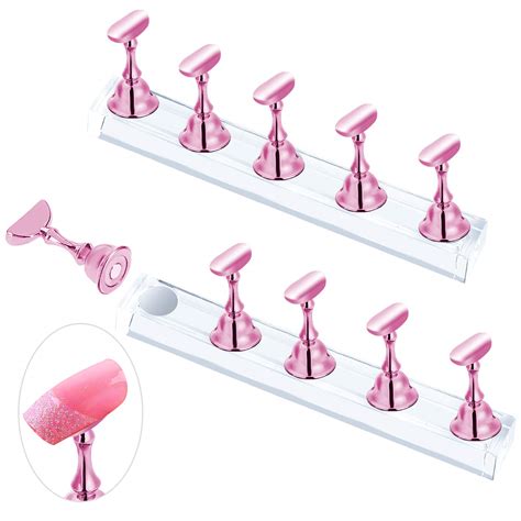 Justotry 2 Sets Pink Nail Stand For Press On Nails Display