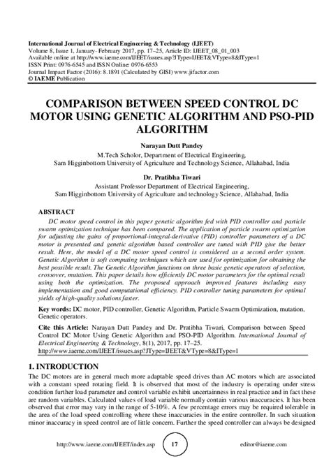 Pdf Comparison Between Speed Control Dc Motor Using Genetic Algorithm