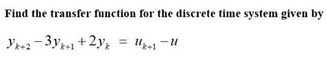 Solved Find The Transfer Function For The Discrete Time Chegg