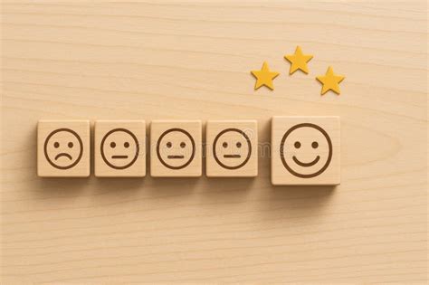 Customer Feedback Rating Scale Wooden Blocks Emojis Stock Illustration Illustration Of Wooden