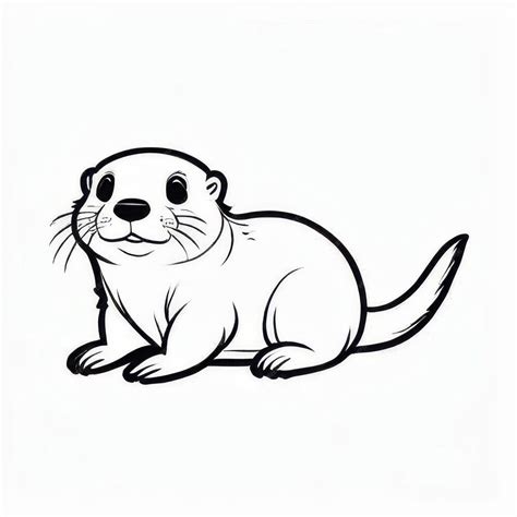 Otter Outline Black And White Cute Coloring Book Premium Ai Generated