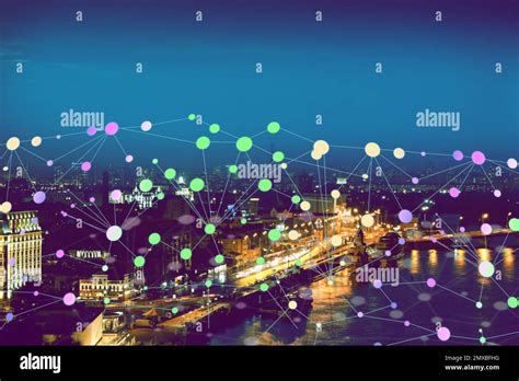 Futuristic Communication Technology Concept City Covered With Digital