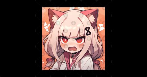 Chibi Cat Girl Angry Anime Sticker Teepublic