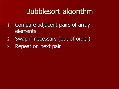 Sorting Array The Bubblesort Ppt Download