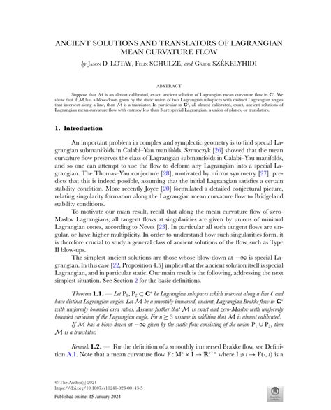 Pdf Ancient Solutions And Translators Of Lagrangian Mean Curvature Flow