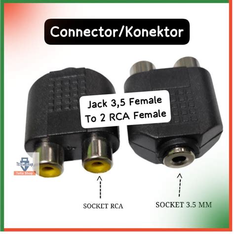 Jual Konektor Audio Cewek Ke Cewek Aux Jack 3 5 Female To 2 RCA Female Connector Shopee Indonesia