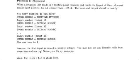 Solved Write A Program That Reads In N Floating Point Chegg