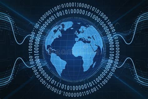Digital Earth Encircled By Binary Codes Symbolizing A Networked Future