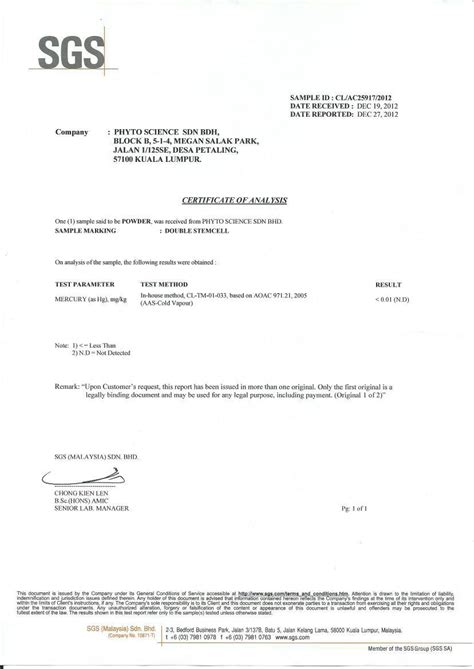 Certificate Of Lab Test By SGS By Flipsnack