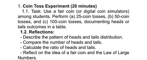 Solved Coin Toss Experiment 20 ﻿minutes11 ﻿task Use A