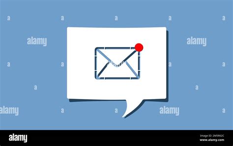 New Email Notification Symbol On Cutout White Paper Speech Bubble On Blue Background Minimalist