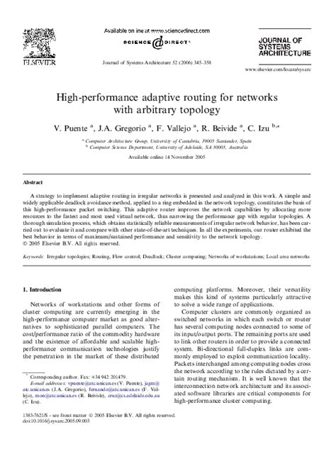 Pdf High Performance Adaptive Routing For Networks With Arbitrary