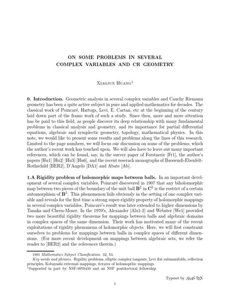 On Some Problems In Several Complex Variables And Cr Geometry Pdf Differentiable Manifold