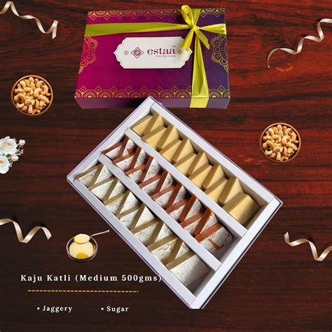 Sweets T Box Assorted Kaju Katli 500gms Estaa Sweets