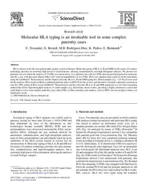 Pdf Molecular Hla Typing Is An Invaluable Tool In Some Complex