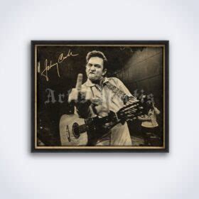 Printable Johnny Cash Middle Finger Photo Flipping The Bird Poster