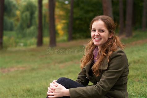 Redhead Girl In Autumn Forest Stock Photo Image Of Laugh Happy 16525180