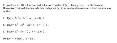 solved in problems 7 10 a function and values of x so