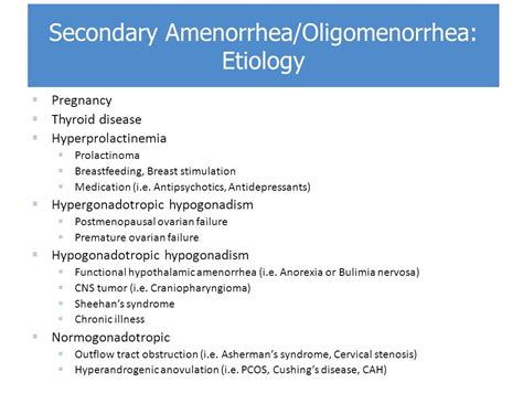 What Is Amenorrhea Secondary Secondary Amenorrhea Causes Symptoms