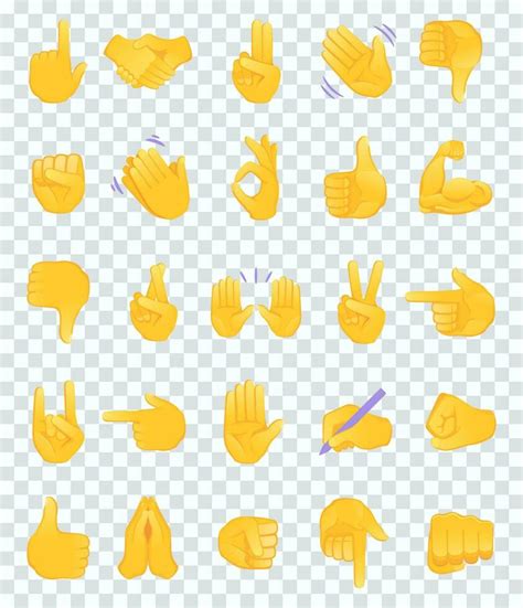 Hand Gesture Emojis Icons Collection Handshake Biceps Applause