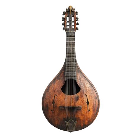 Vintage Wooden Mandolin With Intricate Details Displayed On A Neutral