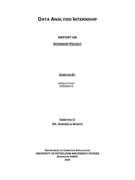 aditya kumar internship report pdf data analysis data