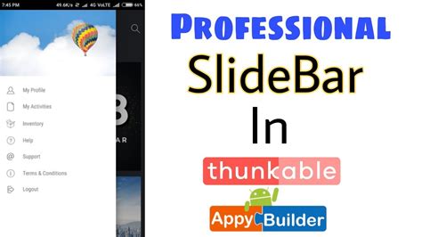Professional Sidebar In Thunkable App Appybuilder Makeroid Youtube
